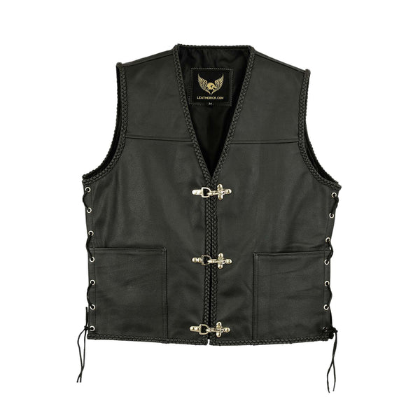 Men Fishhook Buckle Classic Vest | Motorcycle Leather Vests and ...