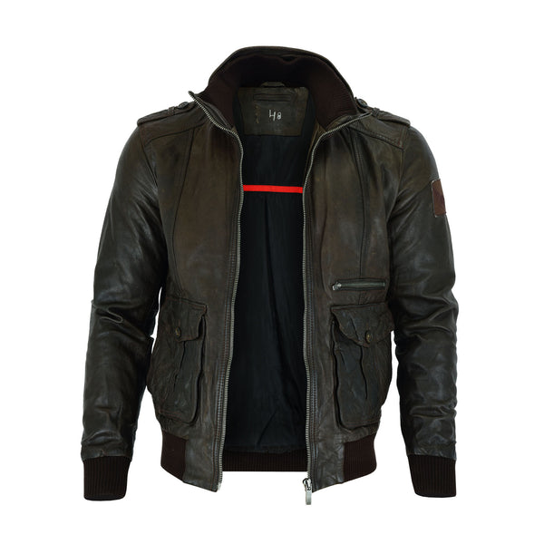 Men's Real Sheep Leather Brown Military Jacket | Army Jackets for Men ...
